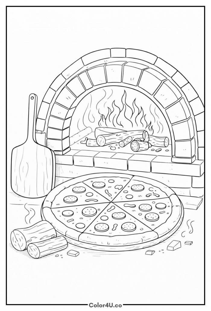Wood-Fired Pizza Oven with Pizza Coloring Page (Free PDF) - Print ...